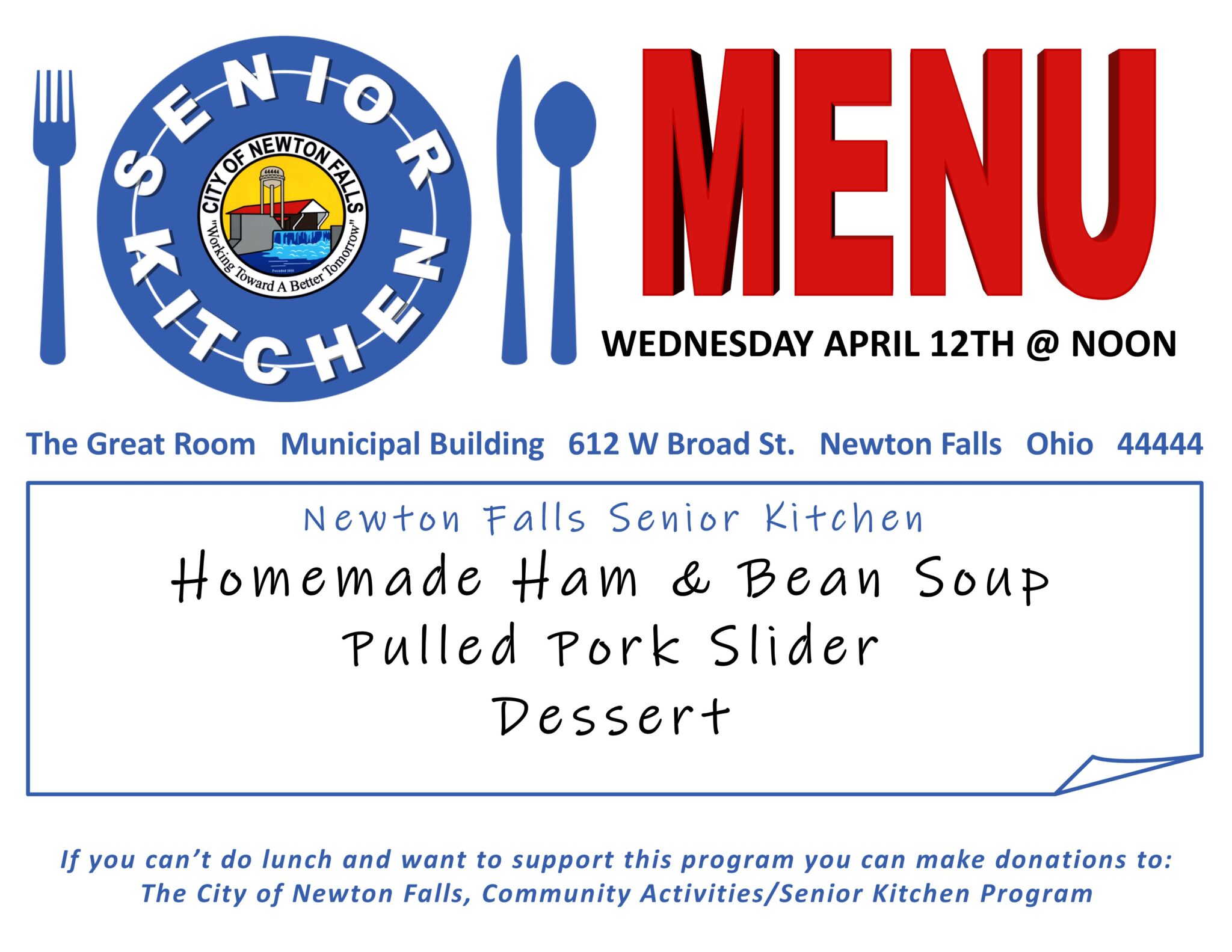 NEWTON FALLS SENIOR KITCHEN MENU - City of Newton Falls